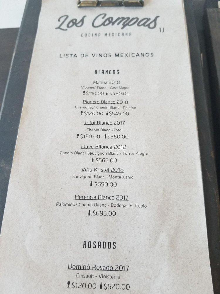 Carta del restaurante JACO, Tijuana