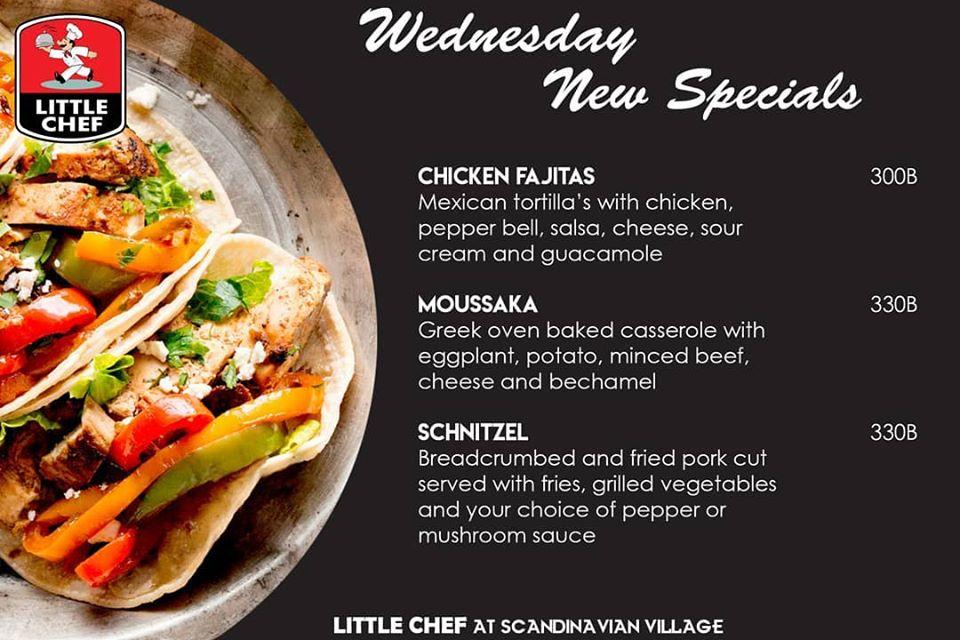 Menu at Little Chef at Scandinavian Village restaurant, Ang Sila