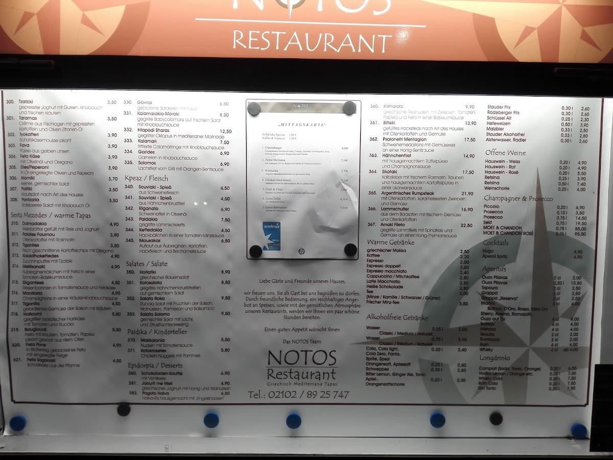 Speisekarte von Notos Mezé Restaurant, Ratingen