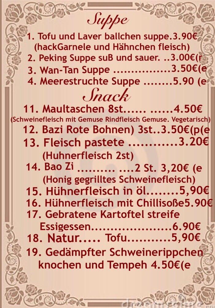 Menu at Magic Kitchen restaurant, Düsseldorf