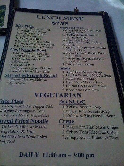 Menu at Saigon Kitchen restaurant, San Jose, Story Rd #1005