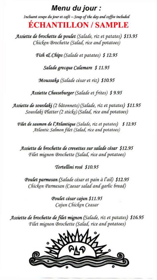 Menu au Bellevue Resto-Grill pub et bar, Sainte-Anne-de-Bellevue