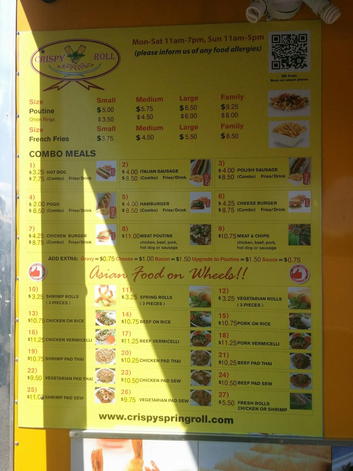 Menu at Crispy Spring Roll restaurant, Ottawa, Stittsville Main St