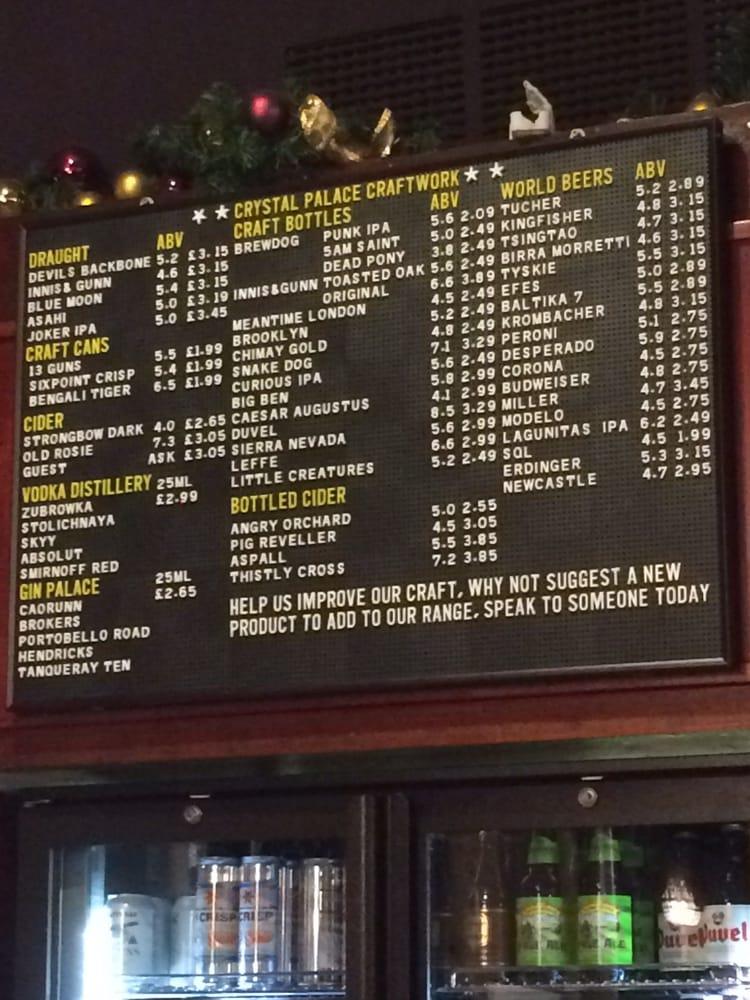 Menu at The Crystal Palace - JD Wetherspoon pub & bar, Glasgow