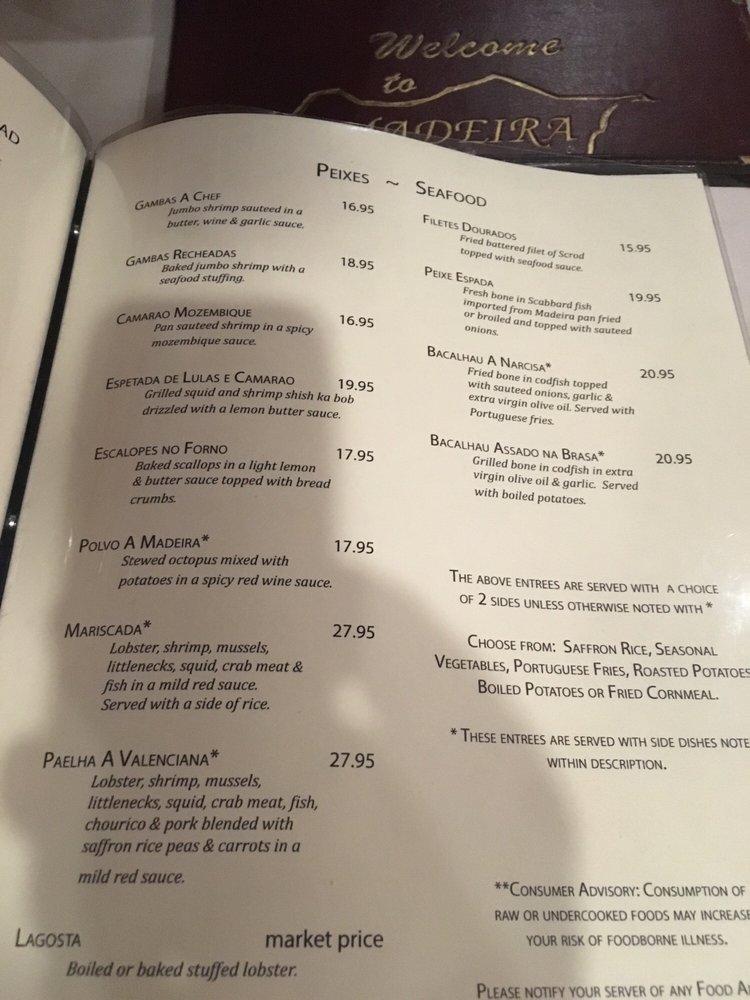 Menu at Madeira Restaurant, East Providence