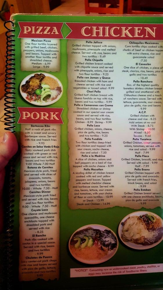 Menu at Monte De Rey Mexican Restaurant, Clemmons, River Ridge Dr