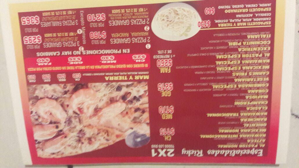 Carta del restaurante Pizzas Ricky, Ciudad del México, Av. 4 358