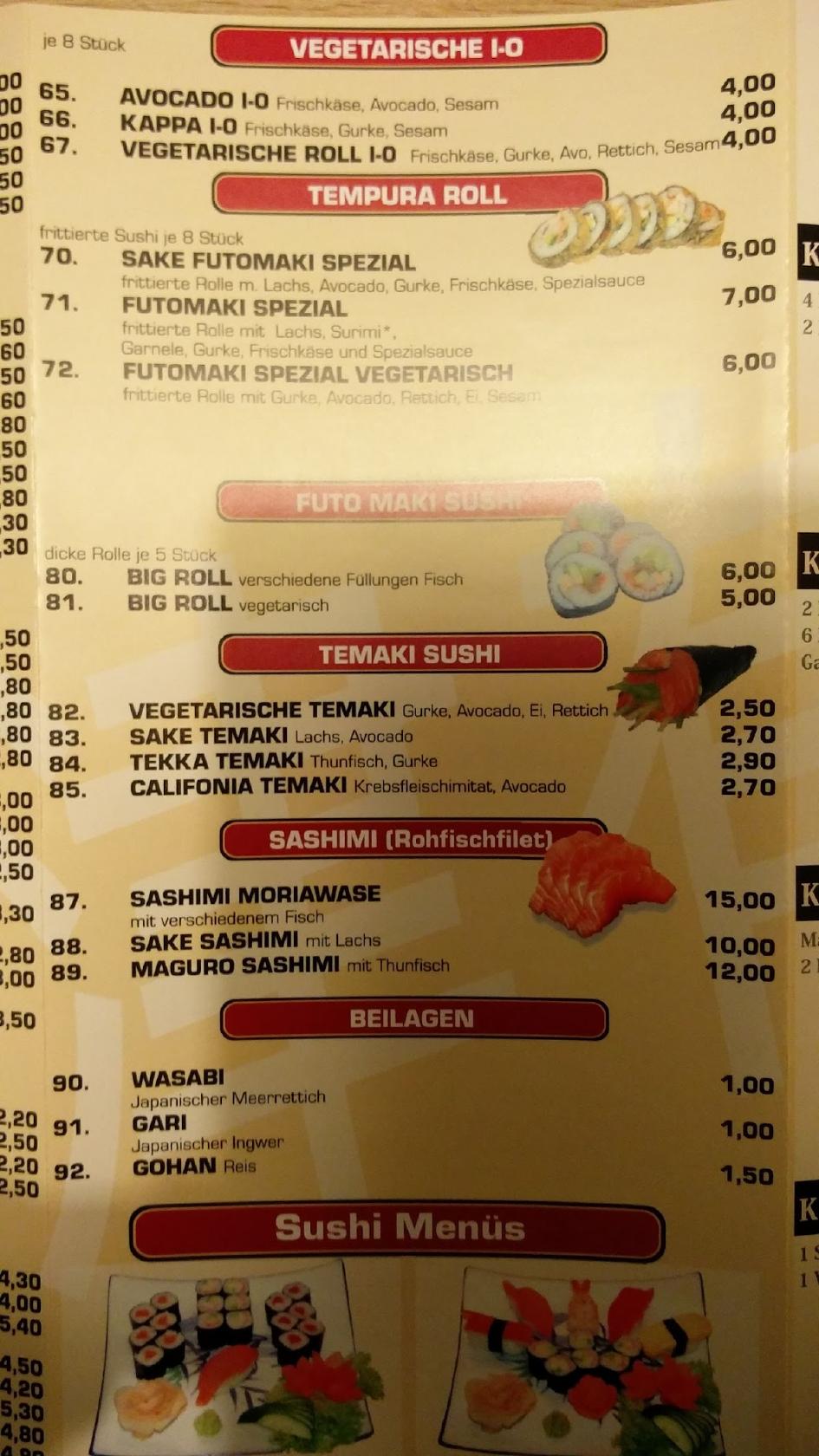 Menu at SUSHI ASIA FOOD restaurant, Bendorf
