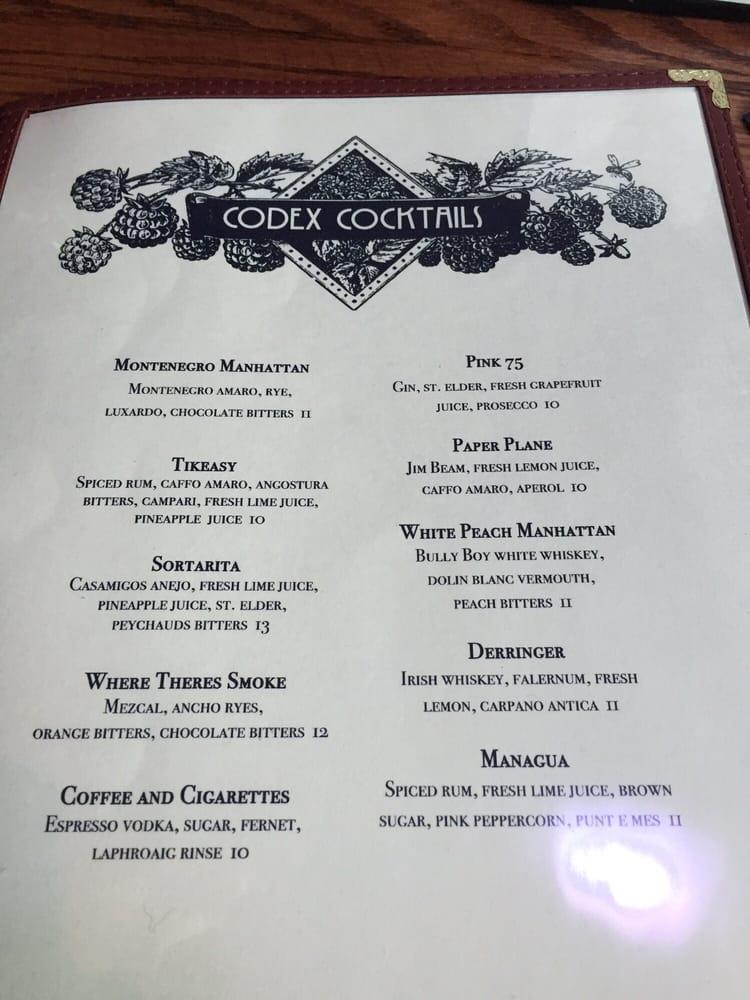 Menu at CodeX B.A.R. pub & bar, Nashua
