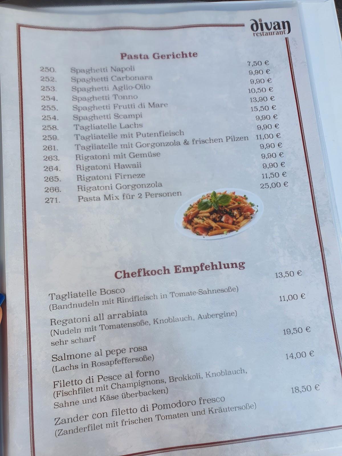 Speisekarte von Divan Restaurant, Bad Lauterberg im Harz