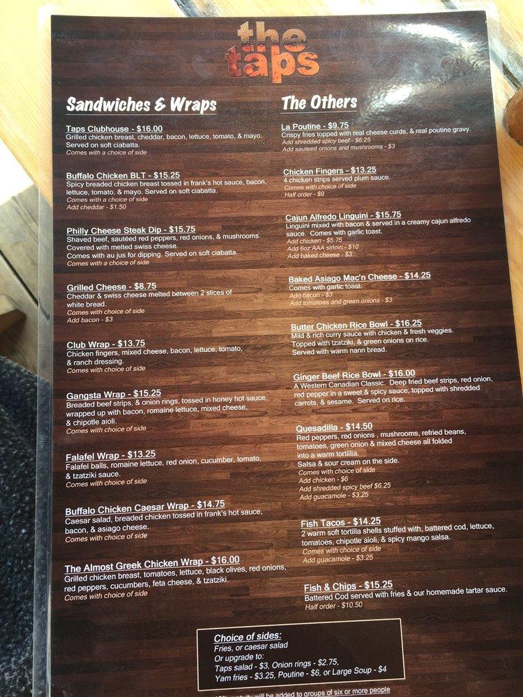 Menu at The Golden Taps Pub, Golden