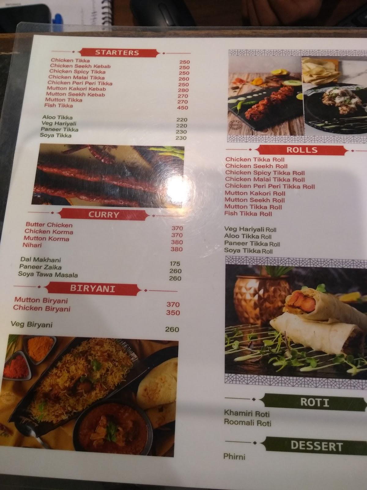Menu at Khan Chacha, New Delhi, District Center