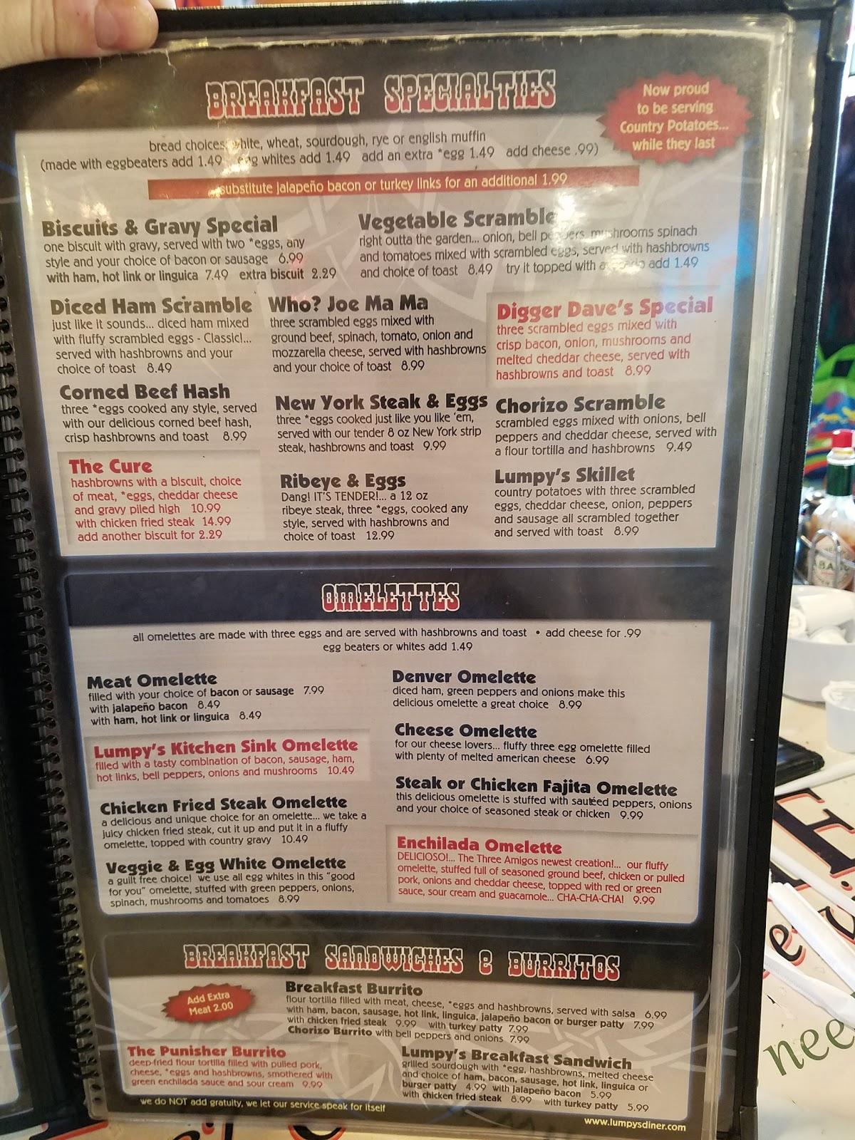 Menu at Lumpy's Diner Antioch restaurant, Antioch, Lone Tree Wy Suite A