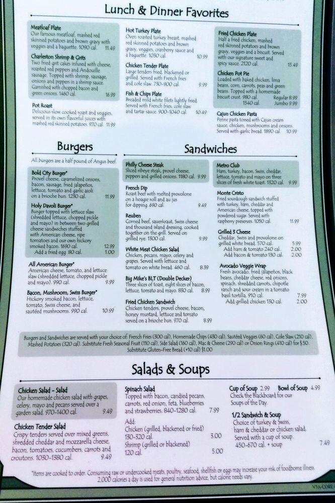 Menu at Metro Diner restaurant, Tampa