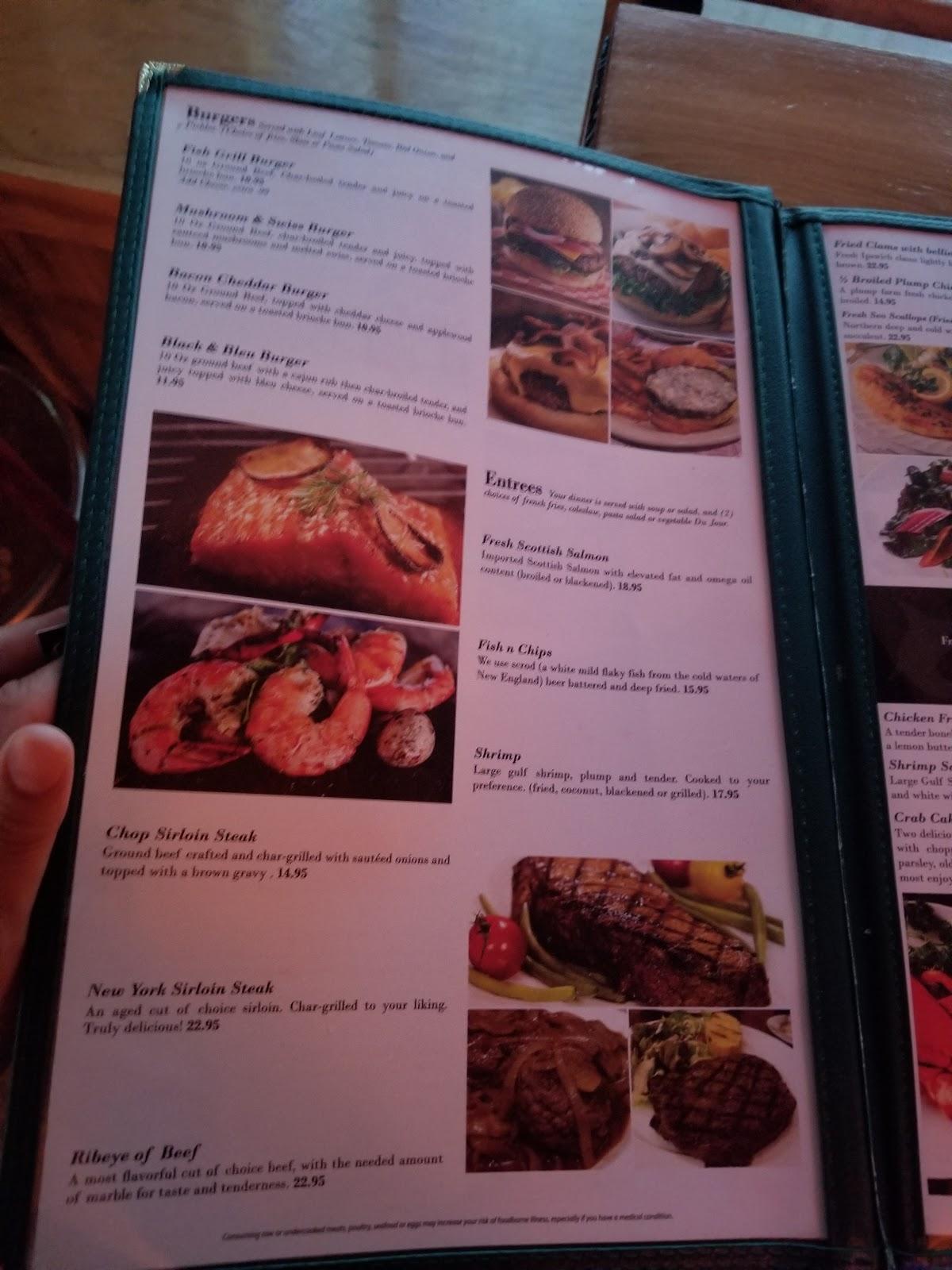 Menu at The Fish Grill restaurant, Dania Beach