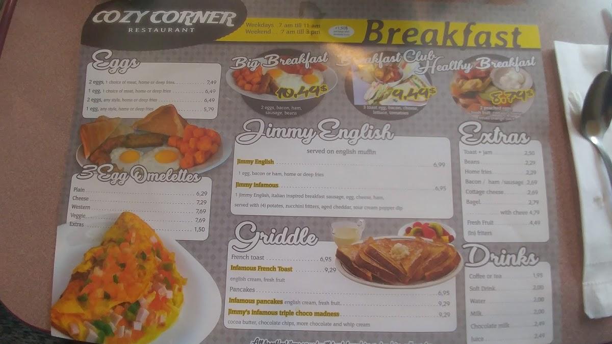 Menu at Cozy Corner Restaurant, Alexandria