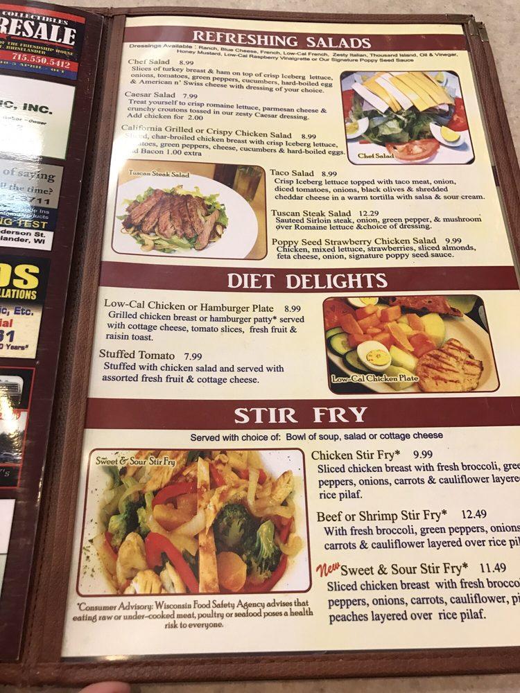 Menu at Friendship House Family Restaurant, Rhinelander