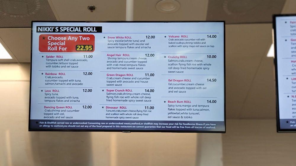 Menu at Nikki's Gourmet & Sushi Bar @ Independence Mall, Wilmington