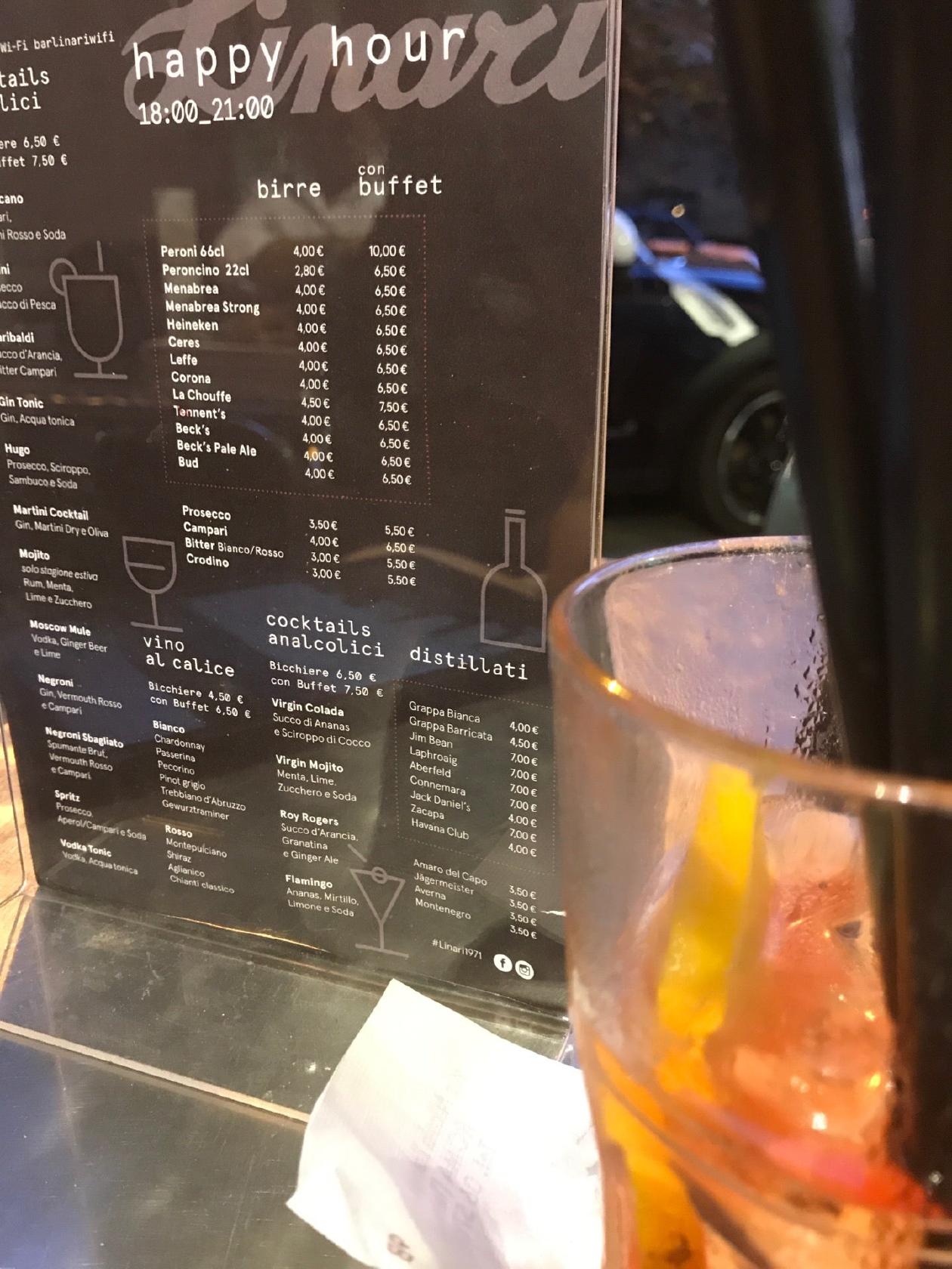 Menu at Pasticceria Linari, Rome
