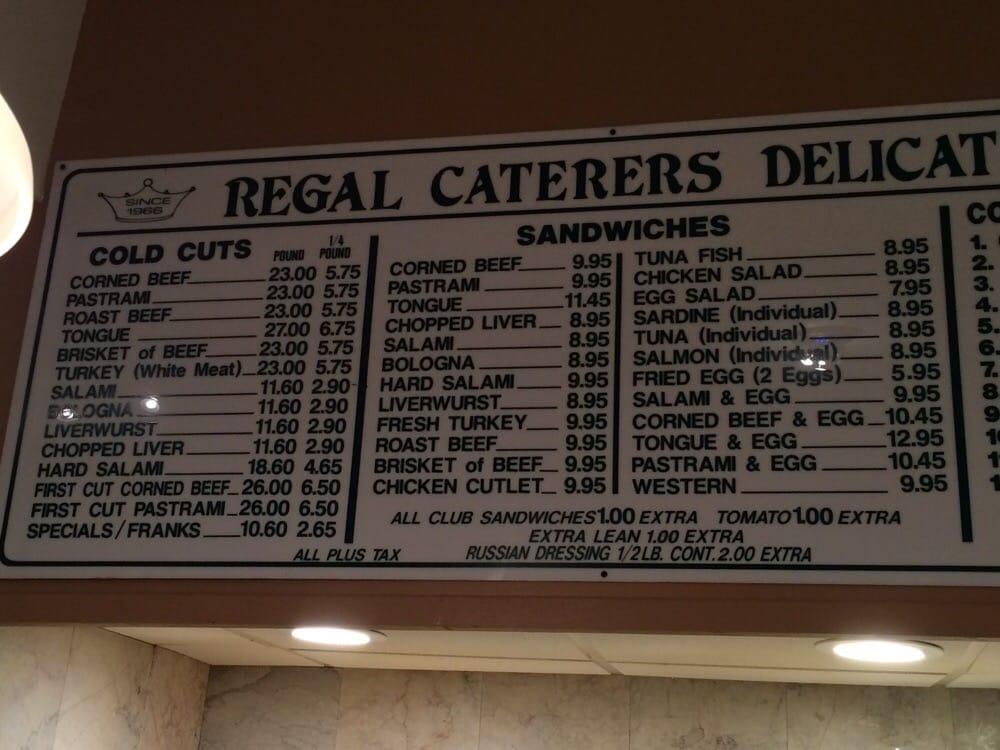 Menu at Regal Kosher Deli & Caterers restaurant, Plainview