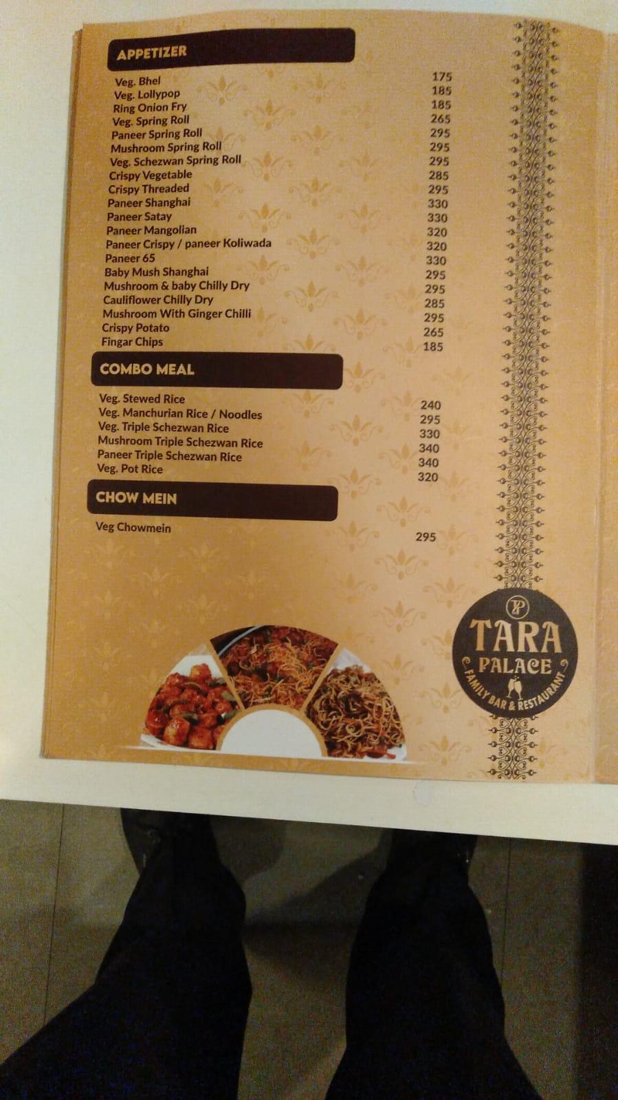 Menu at Tara Palace, Dombivli