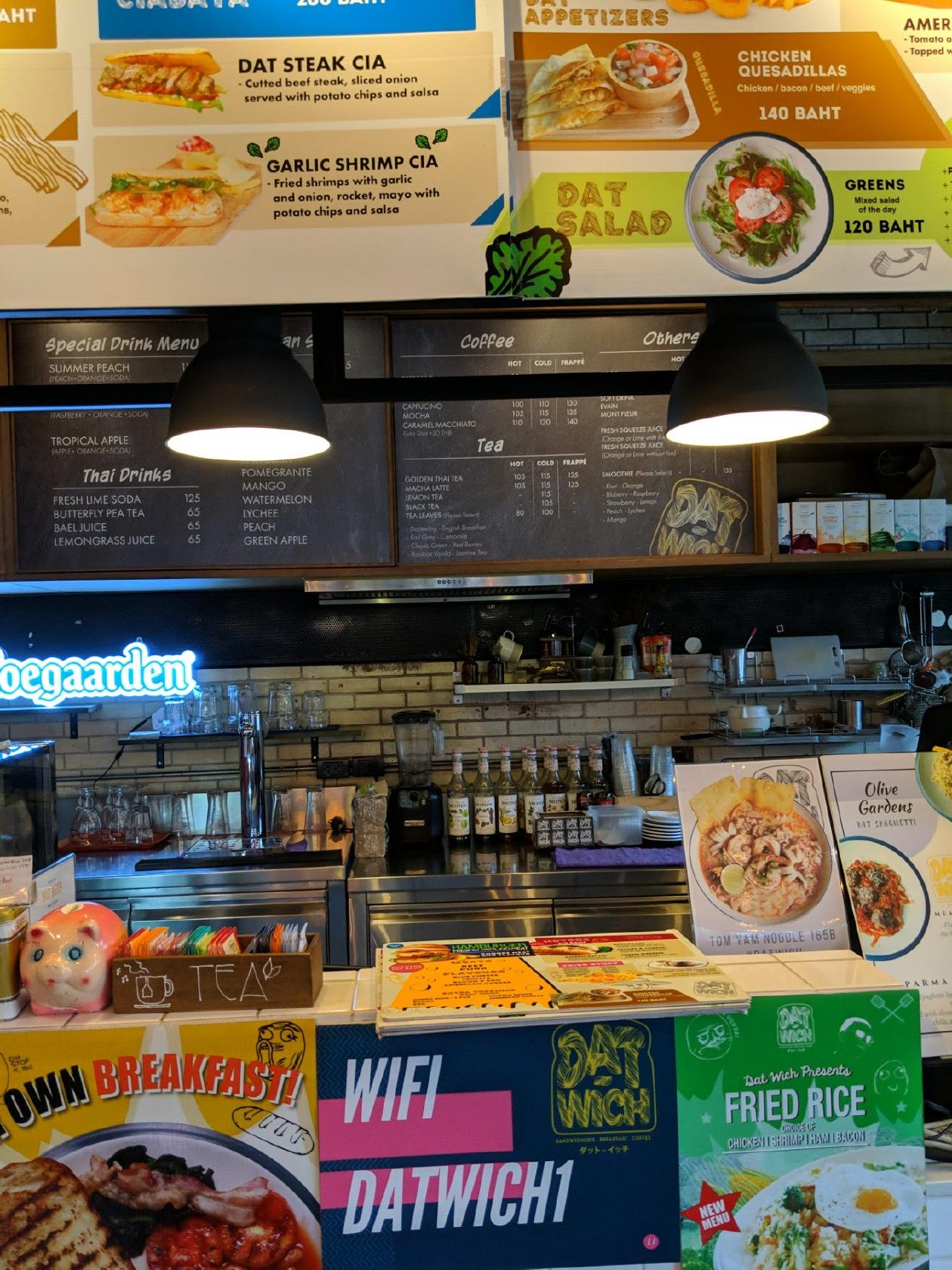 Menu at Dat Wich Cafe, Bangkok