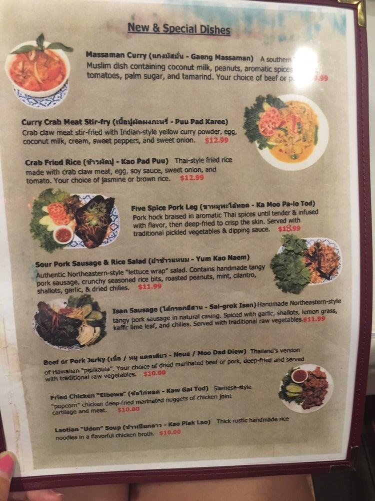 Menu at Siam Garden Cafe, Honolulu, N Nimitz Hwy