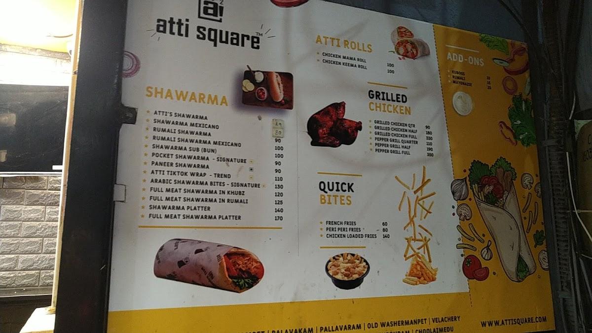 Menu at Atti Square - Choolaimedu, Chennai, 3/1 Sowrashtra nagar