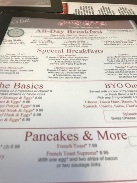 Menu at JerryBobs Restaurant, Green Valley