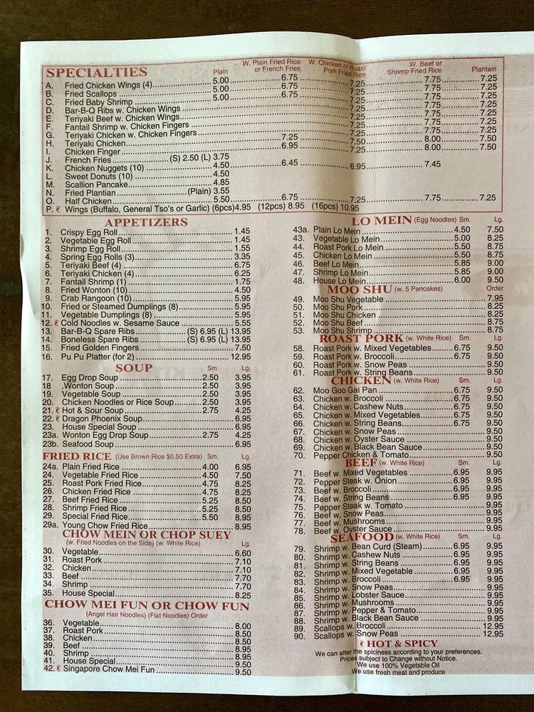 Menu at New Asia Chinese Restaurant, West Hartford, New Britain Ave