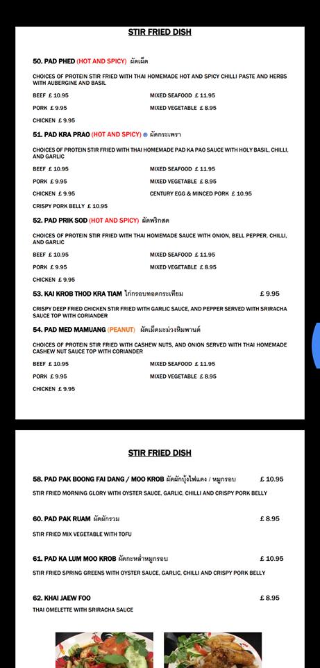 Menu at Thai House Cafe Newcastle, Newcastle upon Tyne