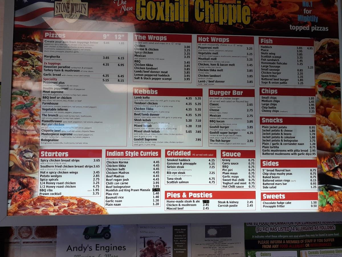 Menu at The New Goxhill Chippy fast food, Goxhill