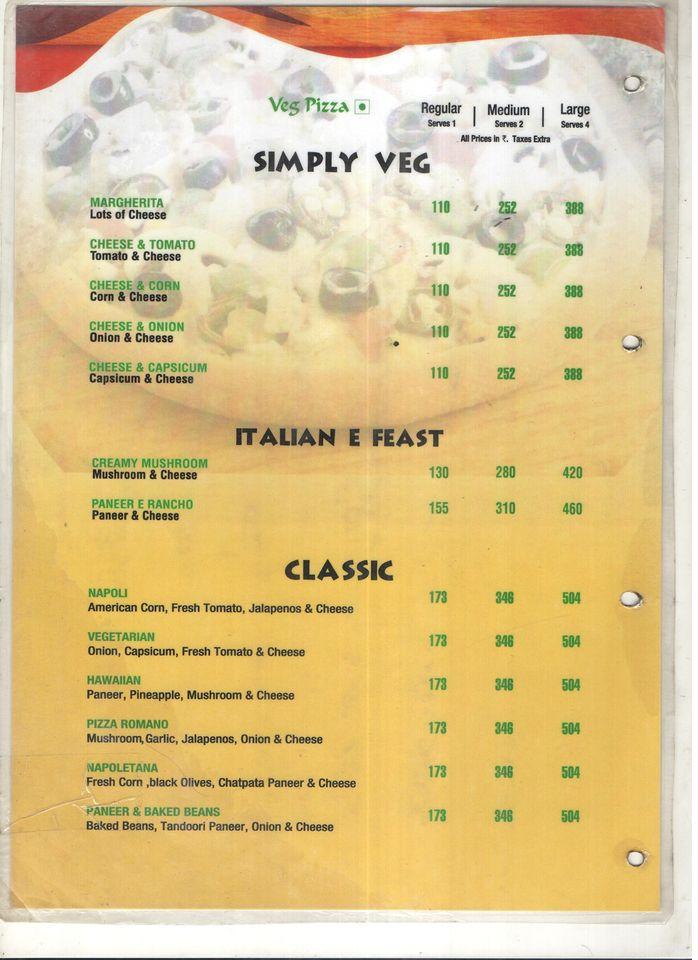Menu at Wendo's Pizza, Solan