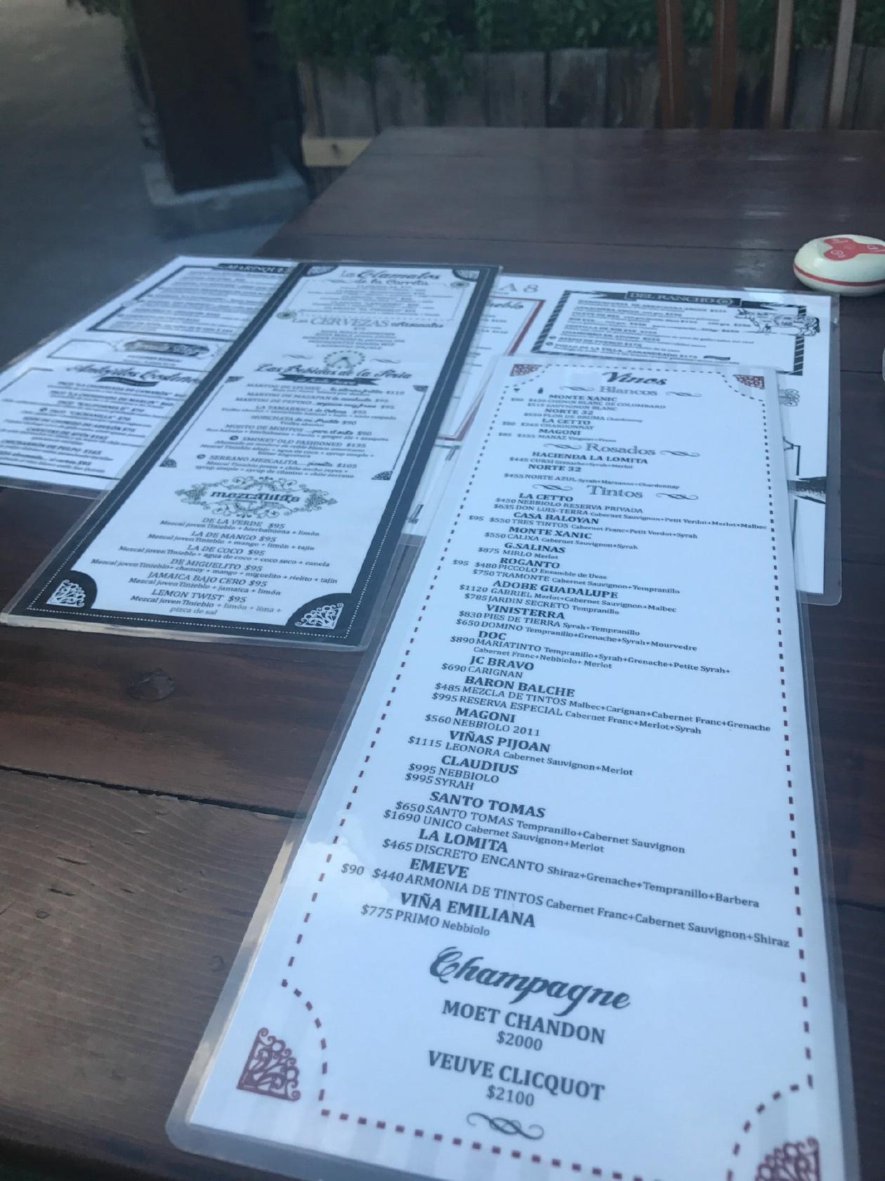 Menu at BODEGA 8 steakhouse, Tijuana, Blvd. Agua Caliente 10387