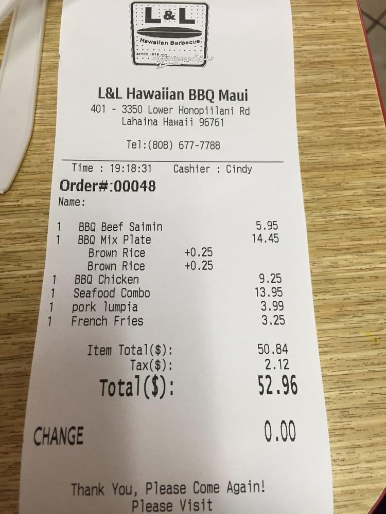 Menu at L&L Drive Inn BBQ, Lahaina, Lower Honoapiilani Rd Ste 4
