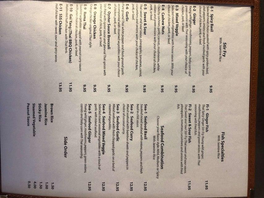 Menu at Original Thai restaurant, Rexburg, 10 E Main St