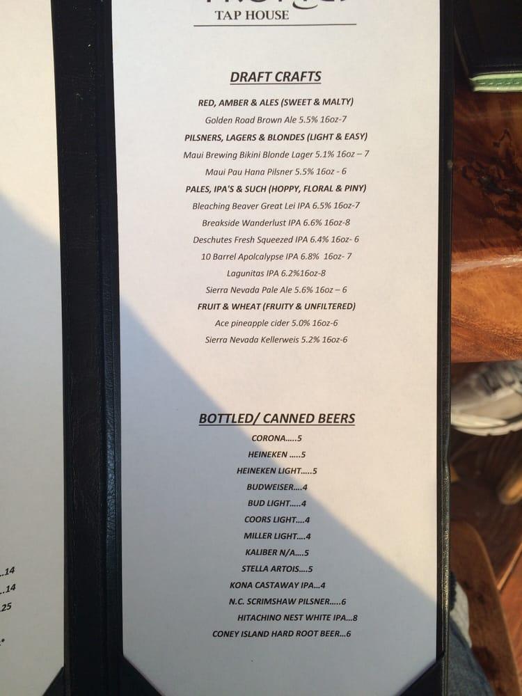 Menu at Tropics Taphouse Kona pub & bar, Kailua-Kona