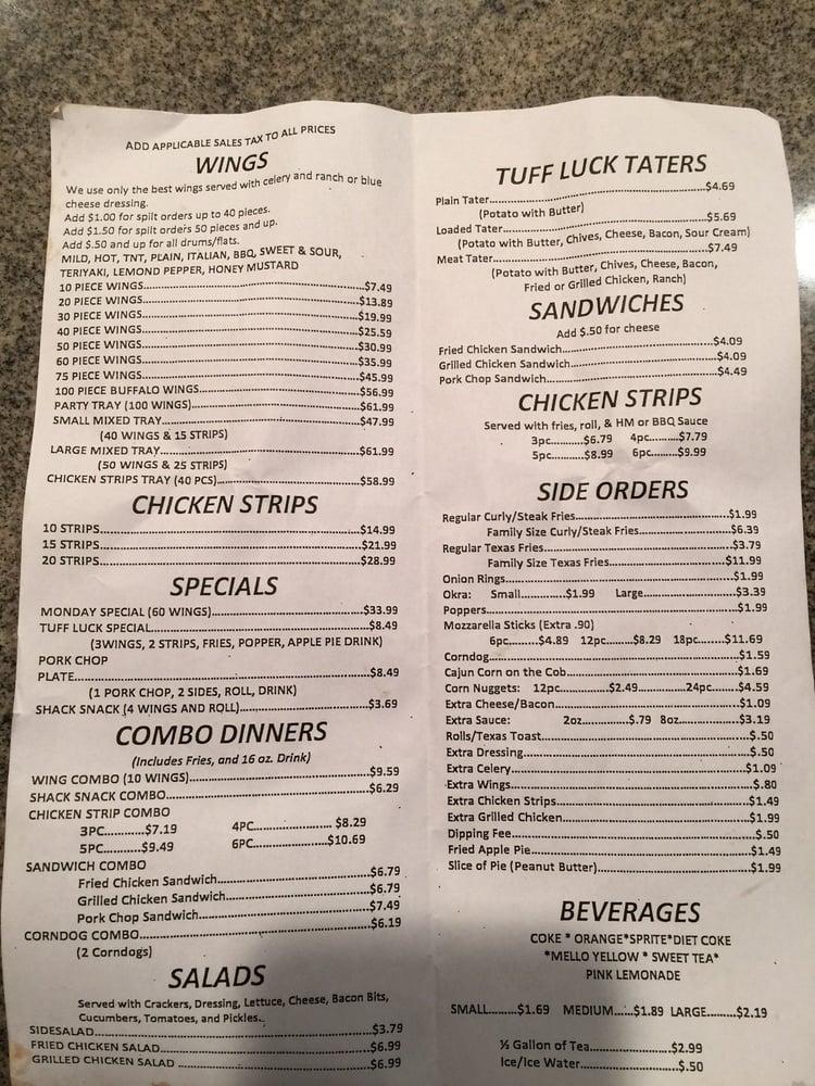Menu at Tuff Luck Cafe, Thomson, Washington Rd