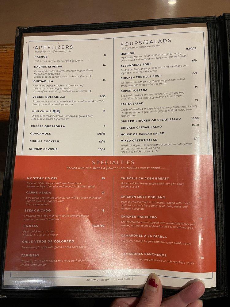 Menu at Carmelita's Mexican Grill restaurant, Borrego Springs