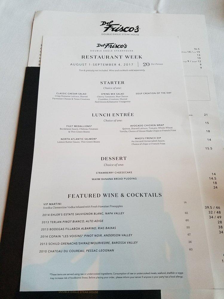 Menu at Del Frisco's Double Eagle Steakhouse, Houston, Ste 8060