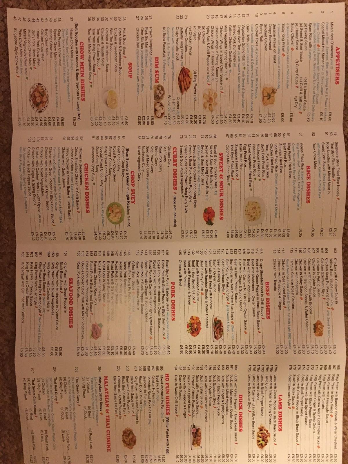 Menu at Dragon Inn fast food, Ashford, 7 Woodlands Parade