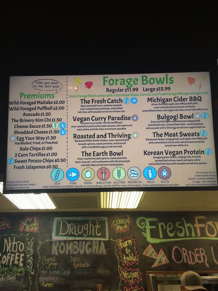 Menu at Fresh Forage restaurant, Ann Arbor