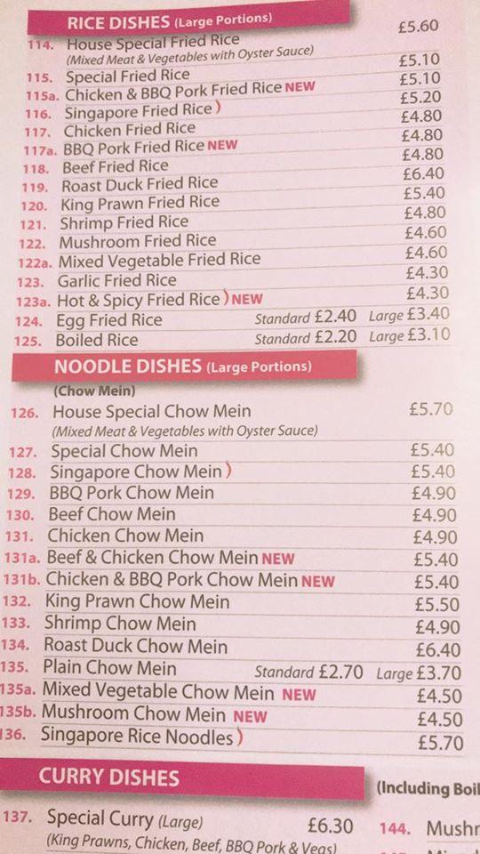 Menu at Golden pool fast food, Southampton