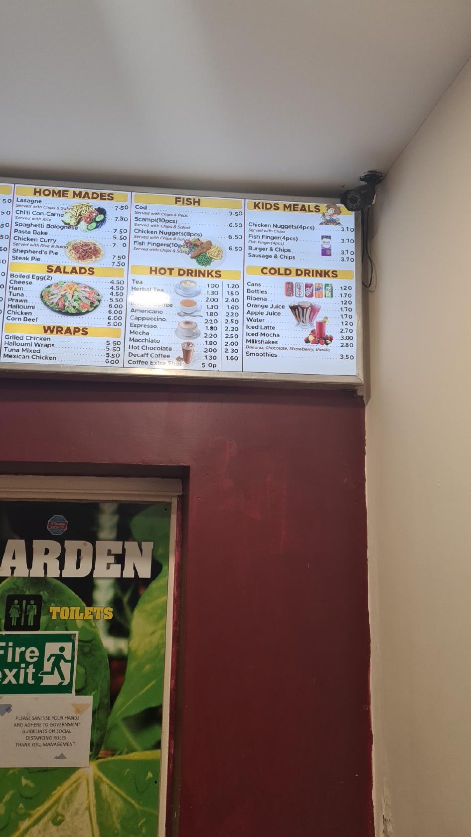 Menu at Kem's Cafe London, London