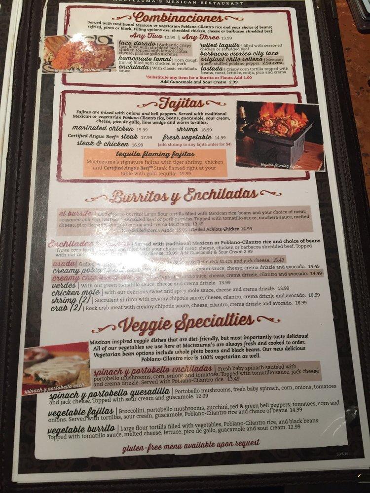 Menu at Moctezuma's Mexican Restaurant & Tequila Bar, Silverdale
