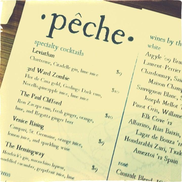 Menu at Pêche Seafood Grill restaurant, New Orleans