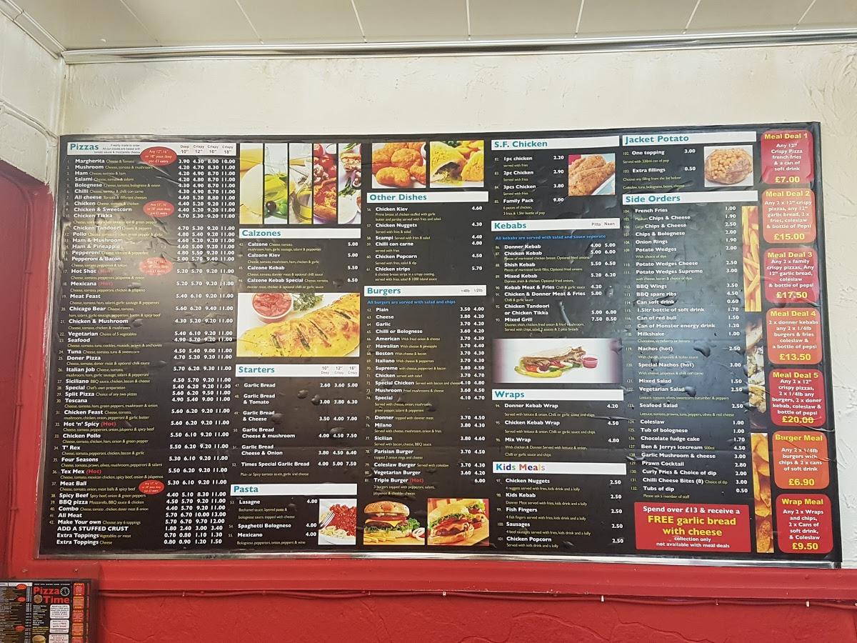 Menu at Pizza Time fast food, Featherstone