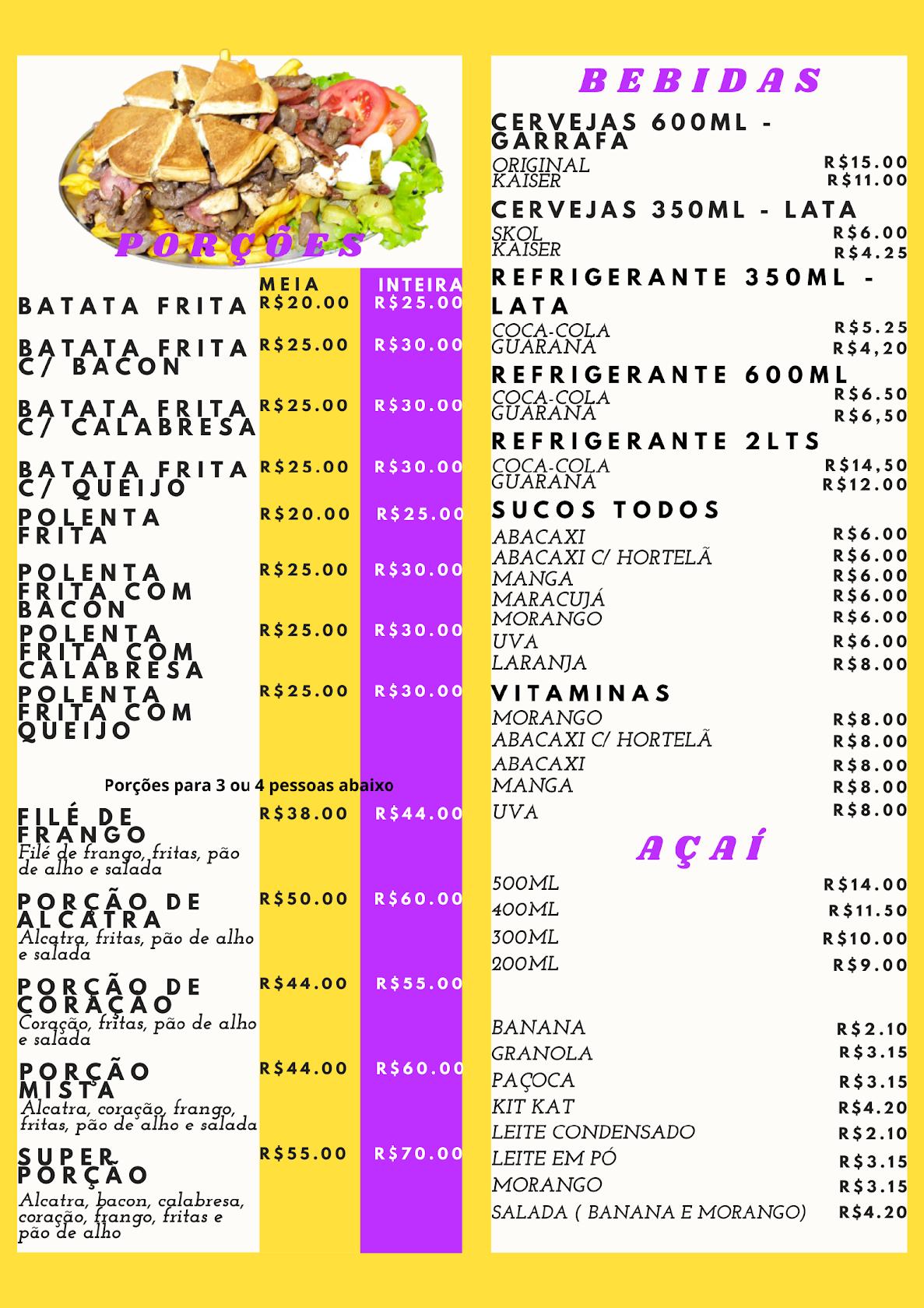 Menu em Ponto X pub & Bar, Timbó