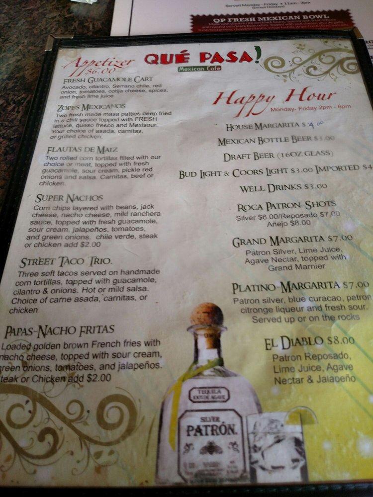 Menu at Que Pasa Mexican Cafe, Bakersfield, Ming Ave