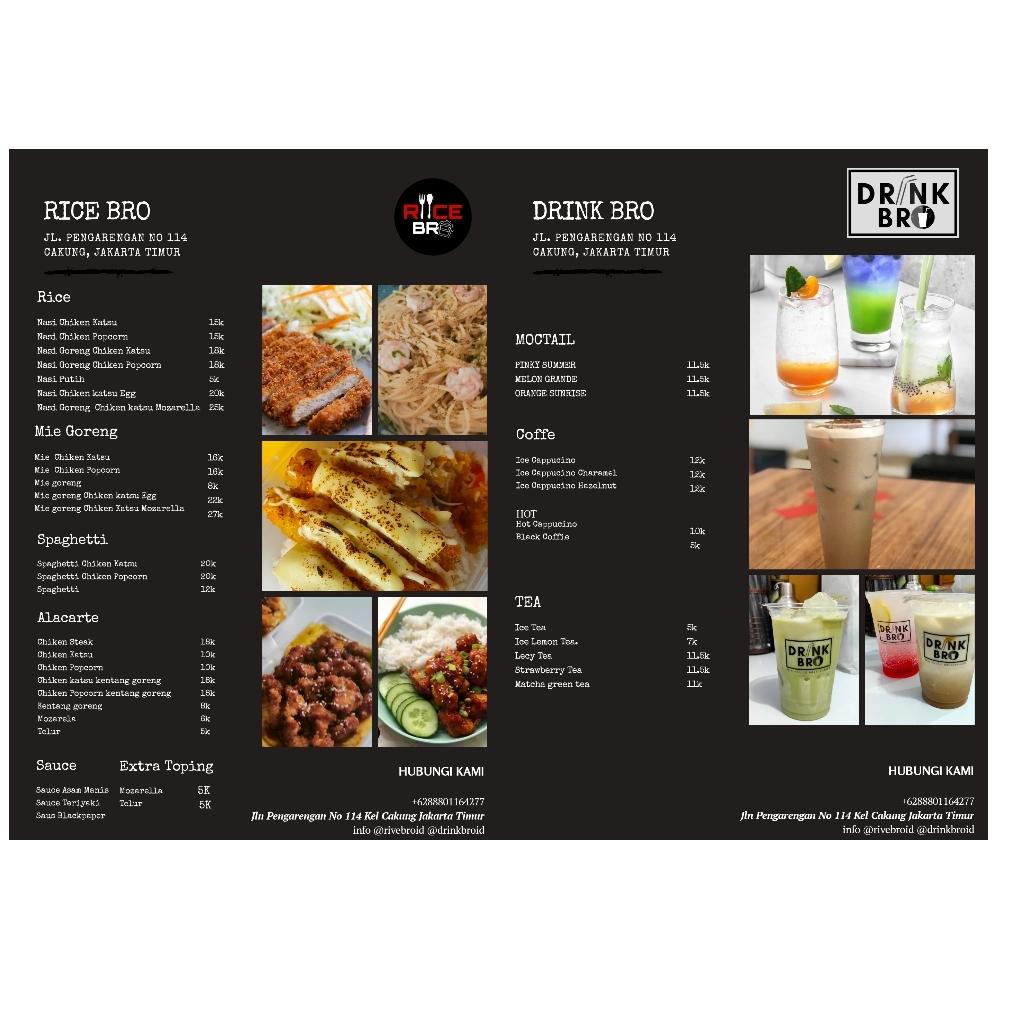 Menu at RICE BRO restaurant, Jakarta